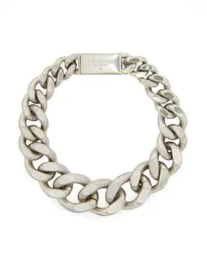 JIL SANDER Logo-engraved Curb-chain Bracelet - Grey
