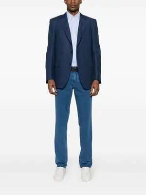 Canali Houndstooth Linen-blend Blazer