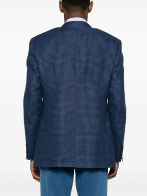 Canali Houndstooth Linen-blend Blazer