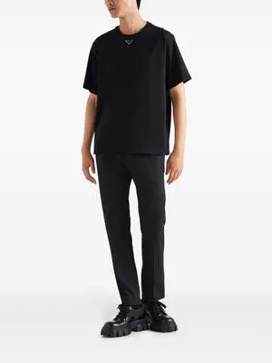 Prada Triangle-logo Cotton T-shirt - Black