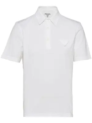 Prada Logo-patch Cotton Polo Shirt - White