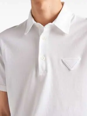 Prada Logo-patch Cotton Polo Shirt - White