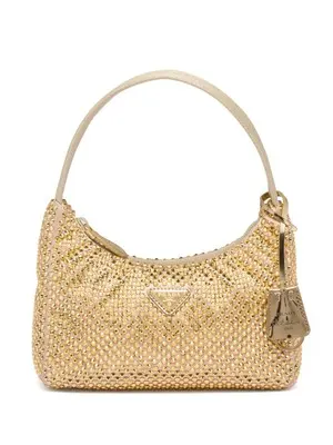 Prada Re-edition Crystal-embellished Mini Bag - Gold