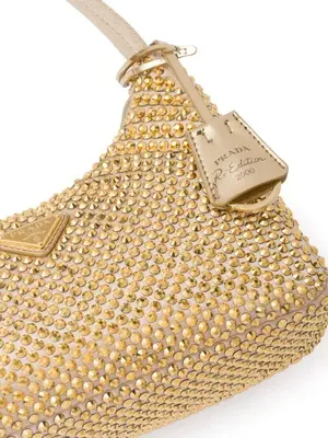Prada Re-edition Crystal-embellished Mini Bag - Gold