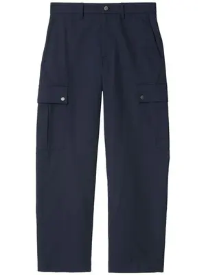 Burberry Cotton Blend Cargo Trousers - Blue