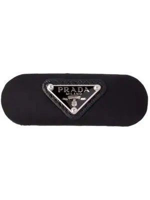 Prada Enamel-logo Hair Clip - Black
