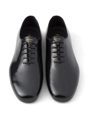 Prada Brushed-leather Lace-up Shoes