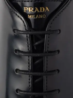 Prada Brushed-leather Lace-up Shoes
