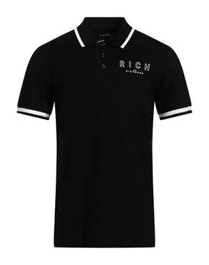 John Richmond Man Polo Shirt Light Grey Size S Cotton Black