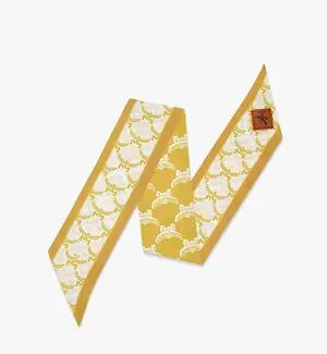 Mcm Lauretos Jacquard Petite Scarf In Organic Silk - Lemon Gold