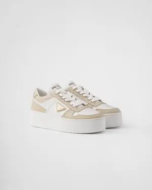 Prada Downtown Leather Sneakers - Desert/white