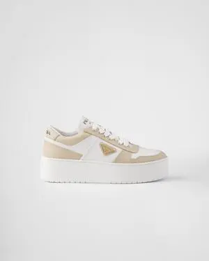 Prada Downtown Leather Sneakers - Desert/white