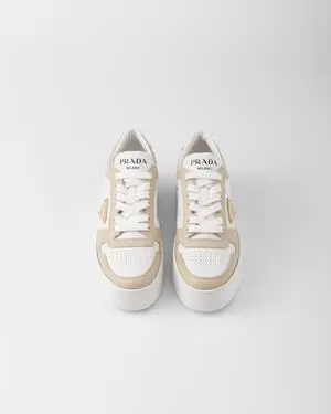 Prada Downtown Leather Sneakers - Desert/white