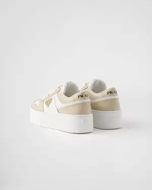 Prada Downtown Leather Sneakers - Desert/white