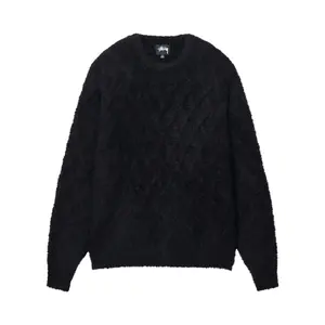 StÜssy Fuzzy Lattice Crew Sweater - Black