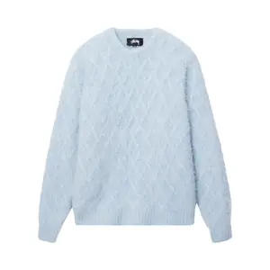 StÜssy Fuzzy Lattice Crew Sweater - Blue