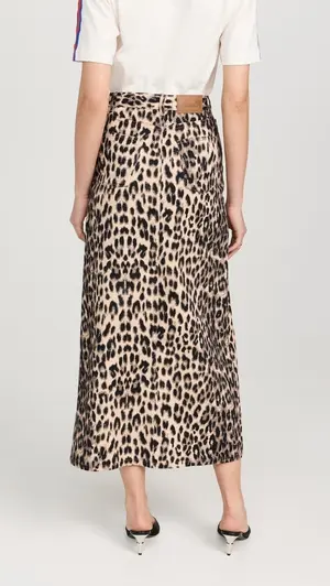 Baum Und Pferdgarten Sigge Leopard Print Denim Maxi Skirt