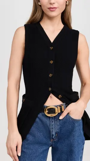 Altuzarra Vintage Brass Buckle Belt - Black