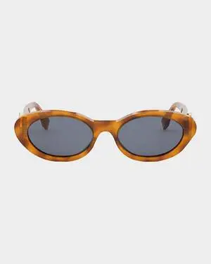 Fendi Fendi Diamond Oval Sunglasses Havana/blue
