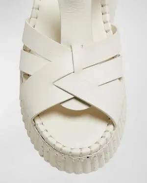 Chloé Nama Leather Platform Sandals - Eggshell