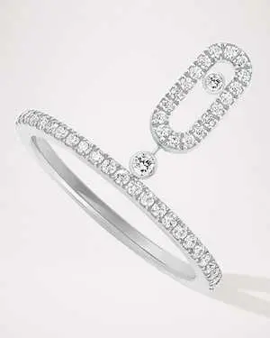 Messika Messika Move Uno 18K Pavé Diamond Drop Ring - White Gold
