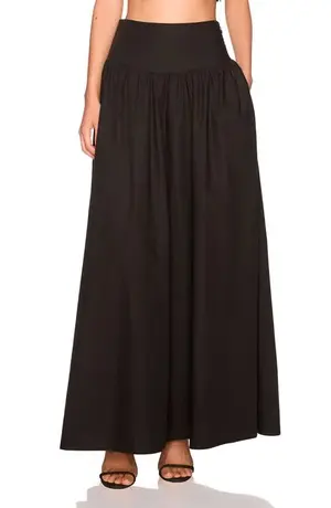 Susana Monaco Drop Waist Cotton Poplin Maxi Skirt - Black