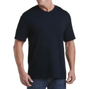 HARBOR BAY BY DXL Big & Tall Moisture-wicking Jersey V-neck T-shirt - Navy