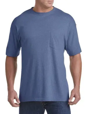 HARBOR BAY BY DXL Big & Tall Moisture-wicking Pocket T-shirt Bijou Blue Hthr