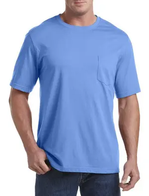 HARBOR BAY BY DXL Big & Tall Moisture-wicking Pocket T-shirt Blue Yonder Hthr