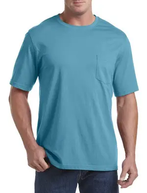 HARBOR BAY BY DXL Big & Tall Moisture-wicking Pocket T-shirt Crystal Teal Heather