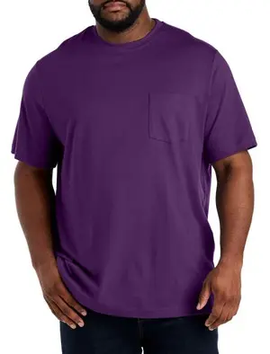 HARBOR BAY BY DXL Big & Tall Moisture-wicking Pocket T-shirt - Plum