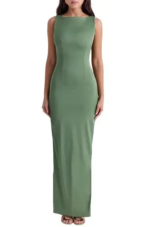House Of Cb Filomena Matte Jersey Gown - Dill
