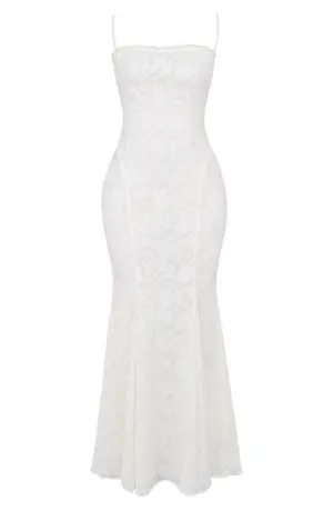 House Of Cb Joan Floral Appliqué Mermaid Gown - Ivory