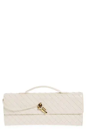 Bottega Veneta Bottega Veneta Long Andiamo Intrecciato Clutch Sea Salt Brass
