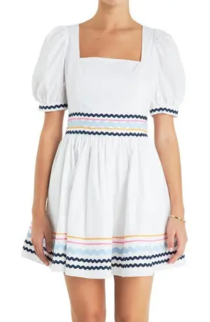 English Factory Rickrack Trim Fit & Flare Mini Dress