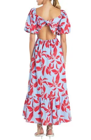 English Factory Tie Back Maxi Dress - Blue Multi
