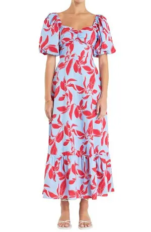 English Factory Tie Back Maxi Dress - Blue Multi