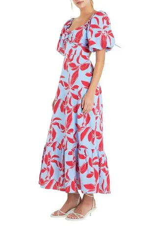 English Factory Tie Back Maxi Dress - Blue Multi