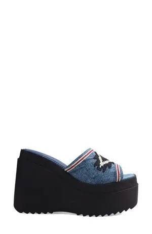 CANDIE'S Berina Platform Wedge Sandal - Blue
