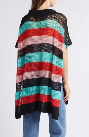 NIKKI LUND Stripe Open Stitch Sweater - Red Multi