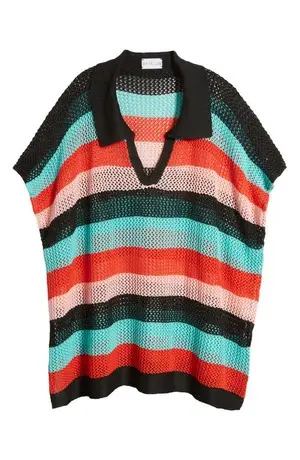 NIKKI LUND Stripe Open Stitch Sweater - Red Multi