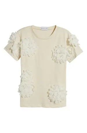 NIKKI LUND Celine Flower Appliqué Top - Ivory