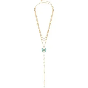 Ettika Multistrand Freshwater Pearl Y-necklace - Turquoise