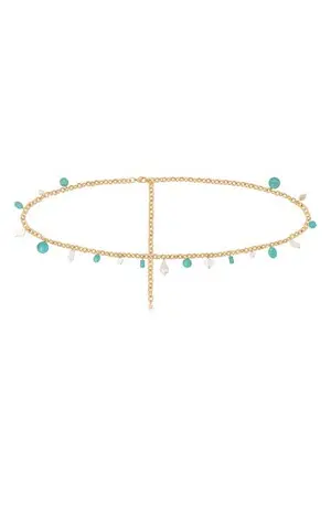 Ettika Freshwater Pearl Charm Waist Chain - Turquoise