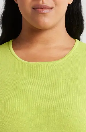TAHARI ASL Short Sleeve Sweater - Lime