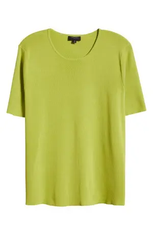 TAHARI ASL Short Sleeve Sweater - Lime