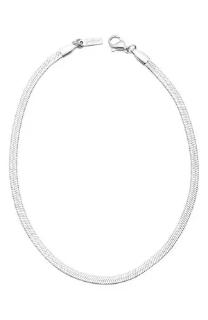 ST. MORAN Edie Herringbone Chain Anklet - Silver