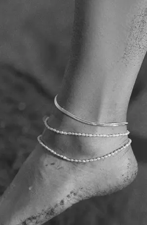 ST. MORAN Edie Herringbone Chain Anklet - Silver