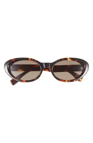 Fendi 53mm Oval Sunglasses - Dark Havana /green