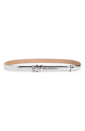 Max Mara Mirror Metallic Leather Belt - Mirrored Silver